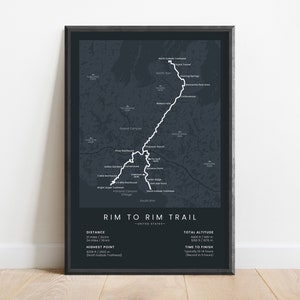 Rim to Rim Trail Print Grand Canyon Hiking Map South Rim - Etsy