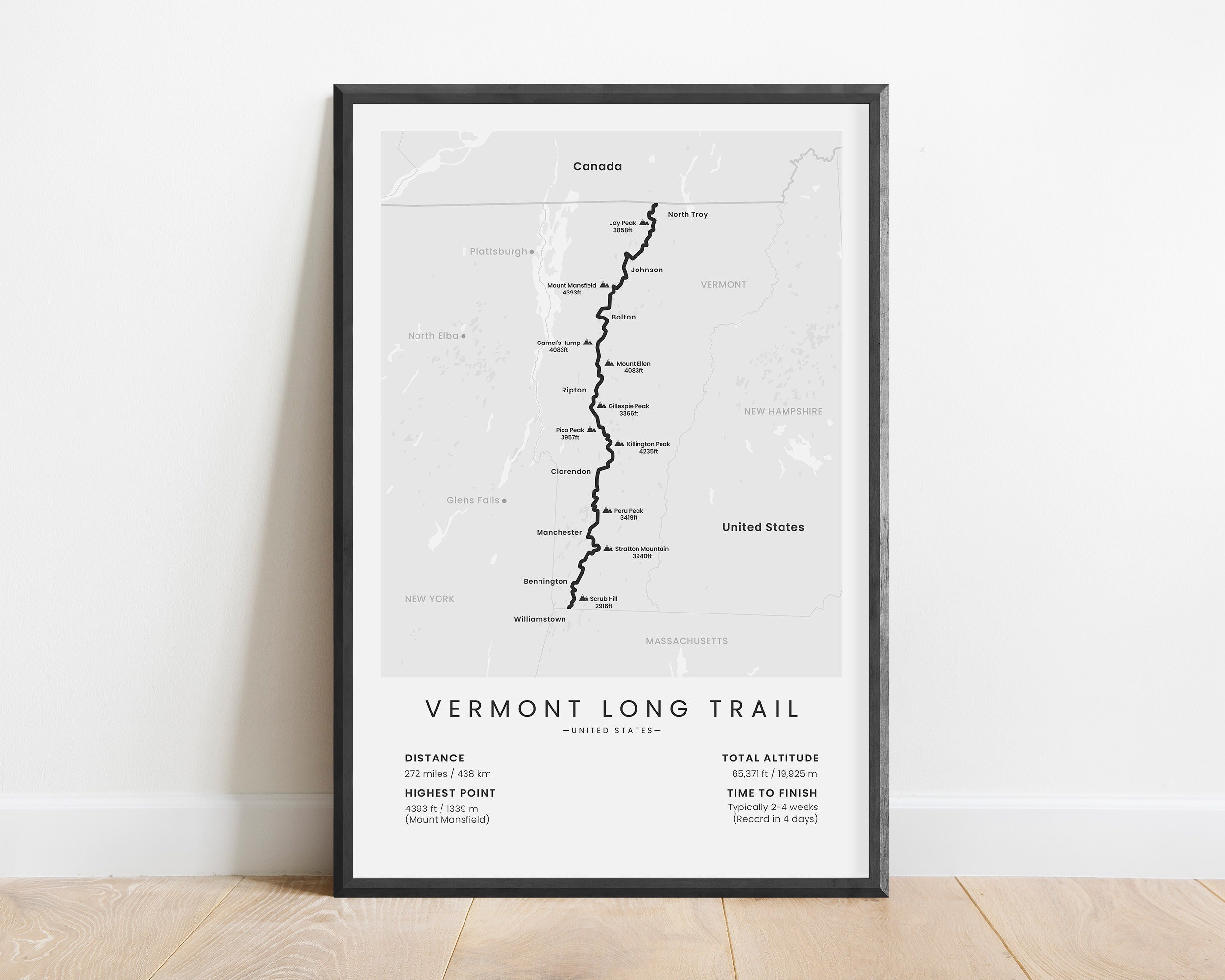 Vermont Long Trail Print the Long Trail Thru Hike Map USA - Etsy