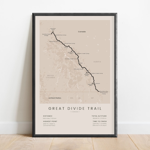 Wall Map Great Divide - Etsy