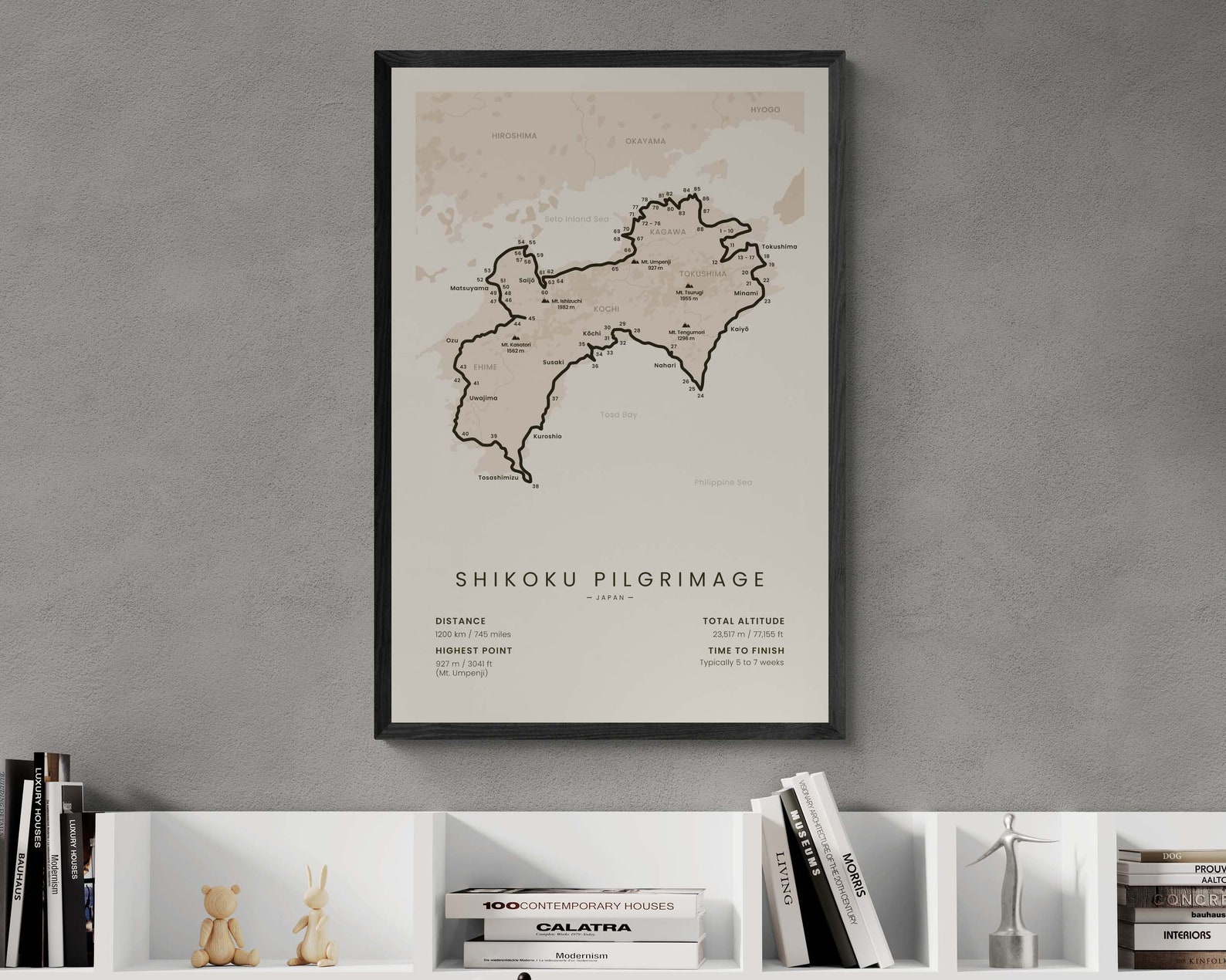 Shikoku 88 Temples Pilgrimage Print | Shikoku Pilgrimage Hiking Wall ...
