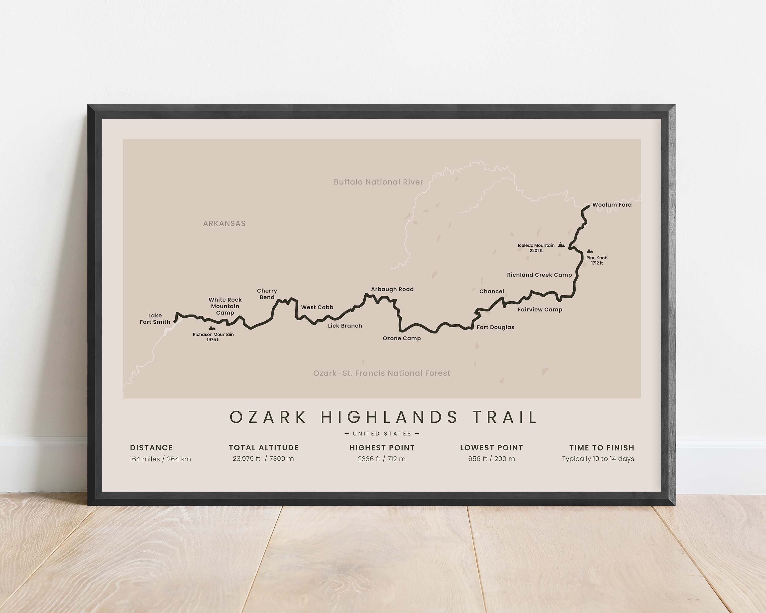 Ozark Highlands Trail Map Poster | Ozark Highlands National Recreation ...