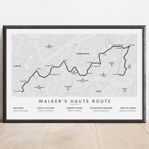 Walker's Haute Route Poster | Haute Route Alps Hiking Trail Map ...