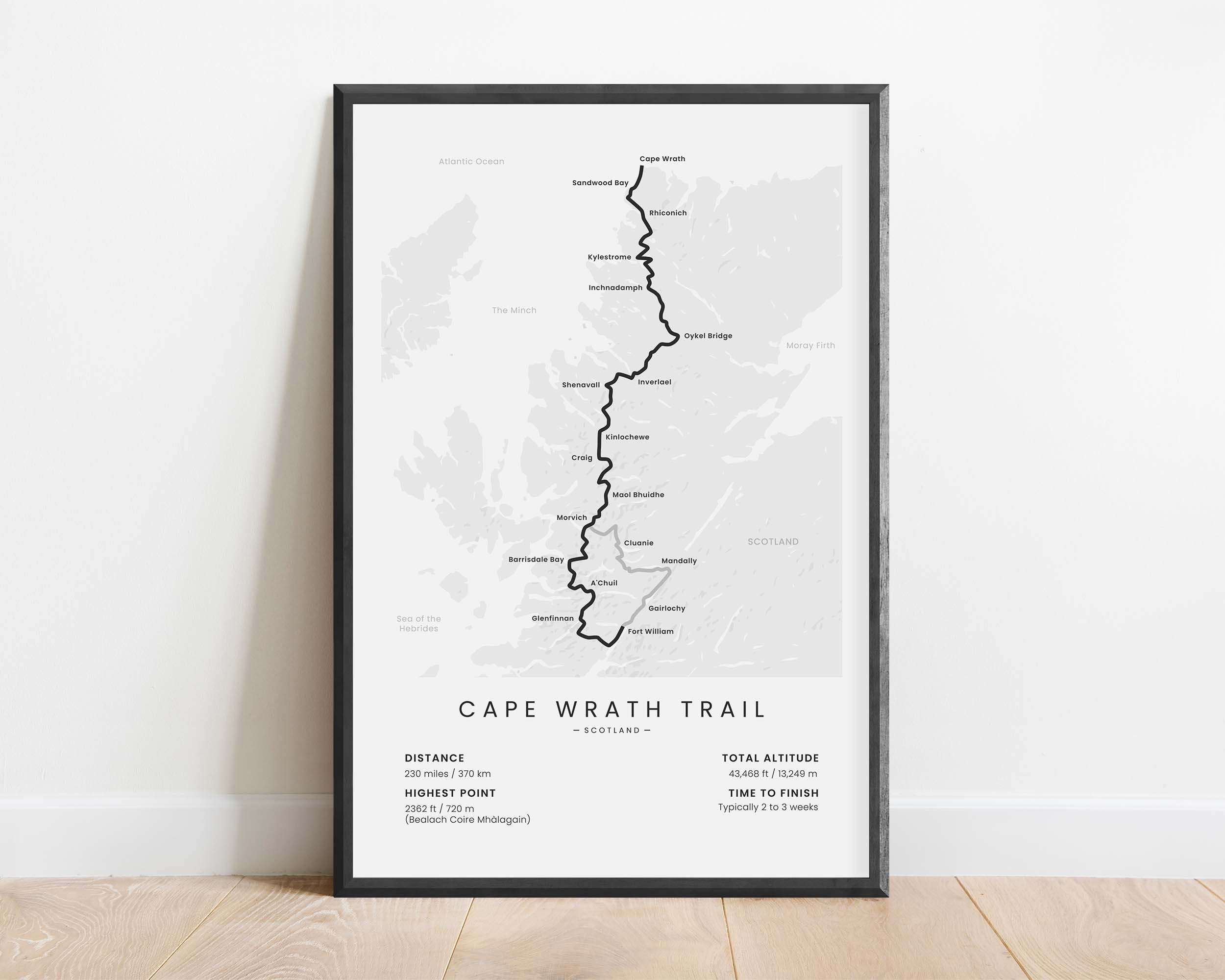Cape Wrath Trail Map | Cape Wrath Way Hiking Trail Print | Scottish ...