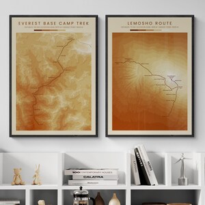 Mount Everest Base Camp Trek Topographic Map Poster | EBC Hiking Trail ...