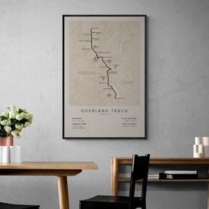 Overland Track Print | Australia Tasmania Hiking Trail Map | Cradle ...