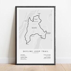 Skyline Loop Trail Print | Mt Rainier NP Hiking Trail Map | Washington ...