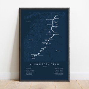 Kungsleden Trail Print | the King's Trail Thru Hike Map | Sweden Long ...