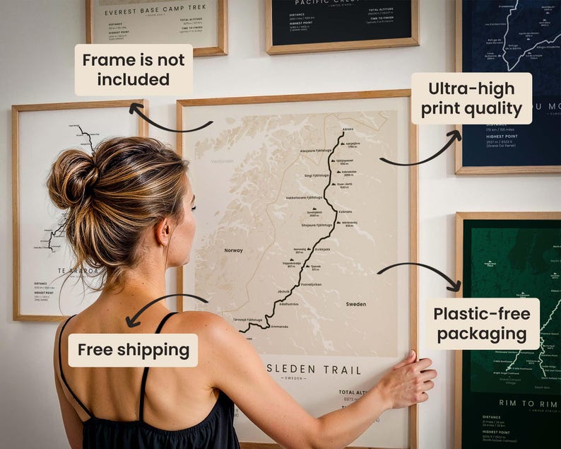 Rob Roy Way Map Print | Scotland Hiking Trail Poster | Drymen to ...