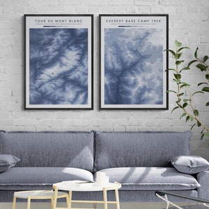 Mount Everest Base Camp Trek Topographic Map Poster | EBC Hiking Trail ...