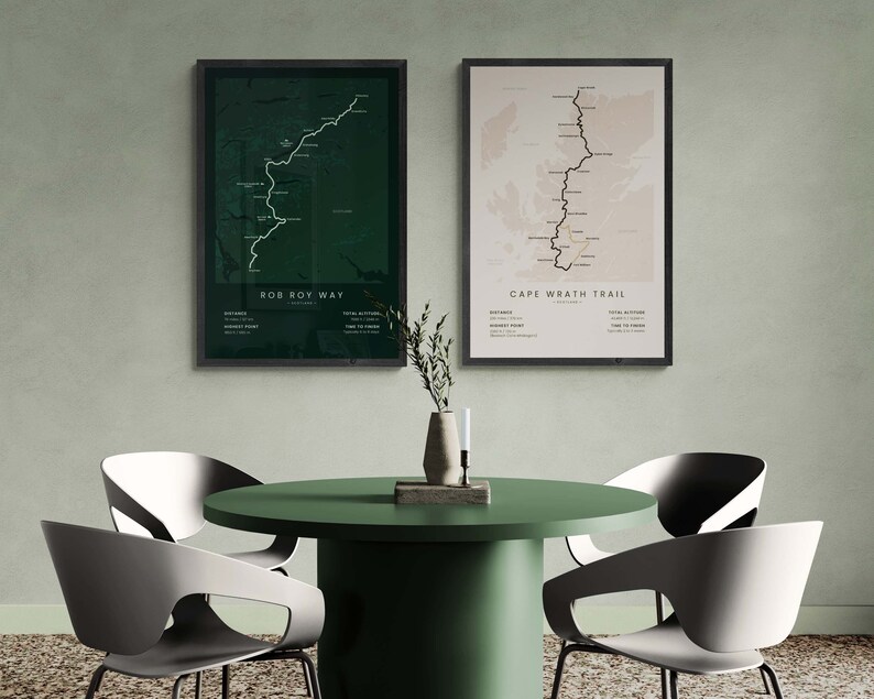 Rob Roy Way Map Print | Scotland Hiking Trail Poster | Drymen to ...