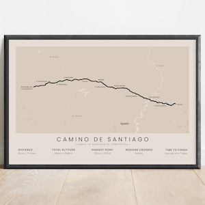 Sarria to Santiago De Compostela Trail Print | Camino De Santiago Desde ...