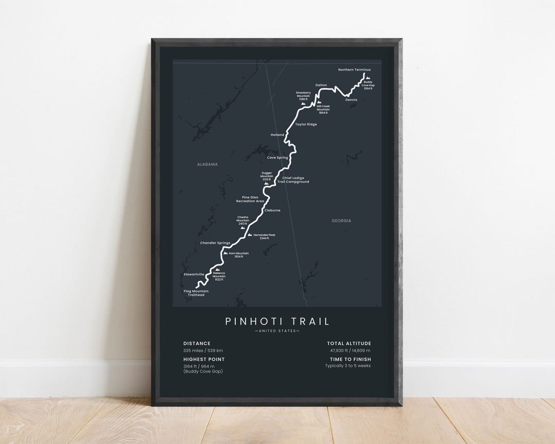 Pinhoti Trail Print | Pinhoti National Recreation Trail Poster ...