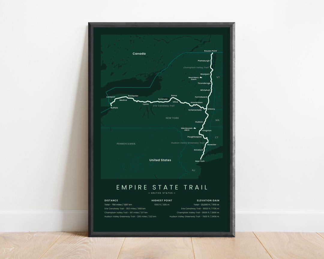 Empire State Trail Map Poster | New York Bikepacking Map Print | New ...