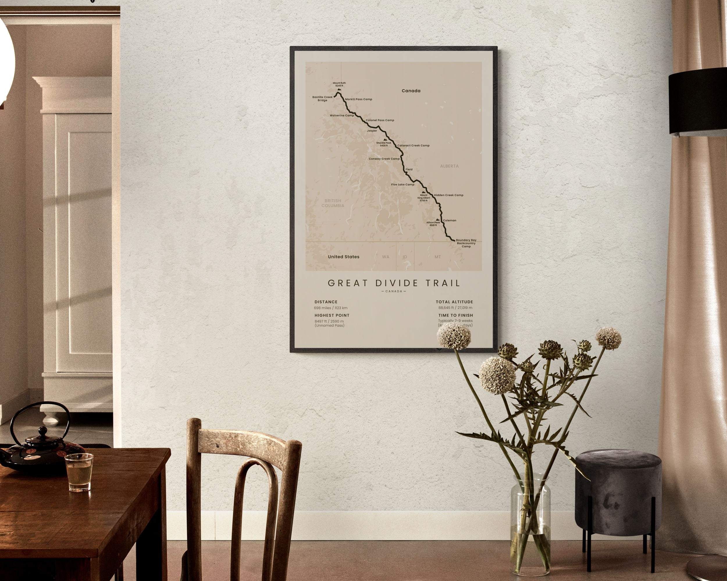 Great Divide Trail Map Poster GDT Thru Hike Print Canadian Rockies ...