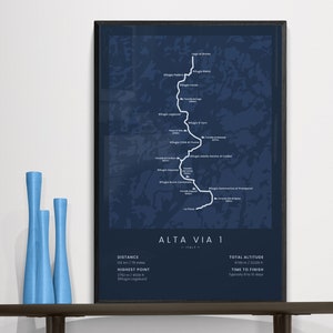 Alta via 1 Print | Italian Dolomites Hiking Map | Alps Trekking Path ...