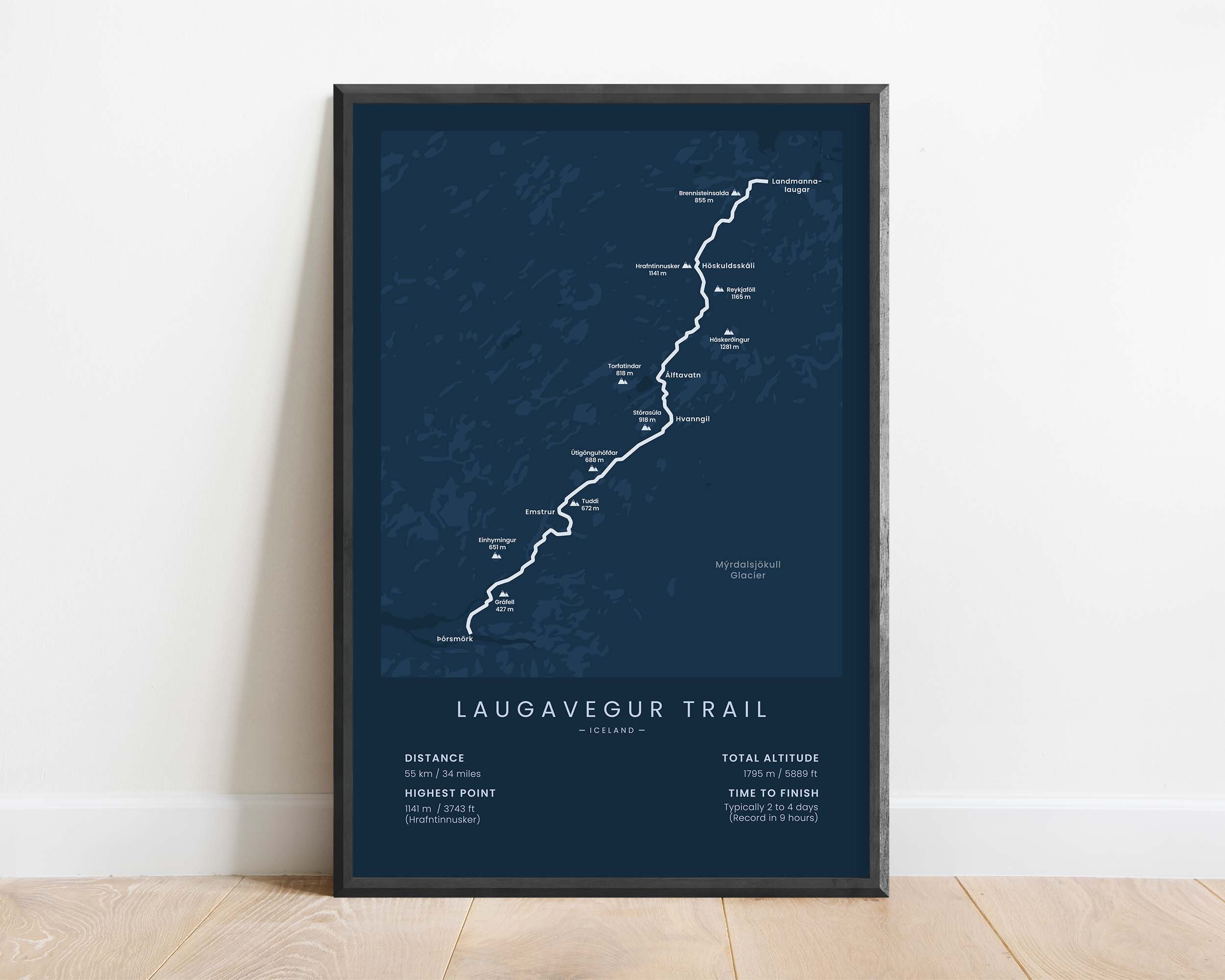 Laugavegur Trail Print | Landmannalaugar to þórsmörk (thorsmork) Hiking ...