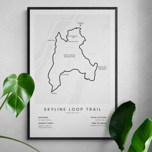 Skyline Loop Trail Print | Mt Rainier NP Hiking Trail Map | Washington ...