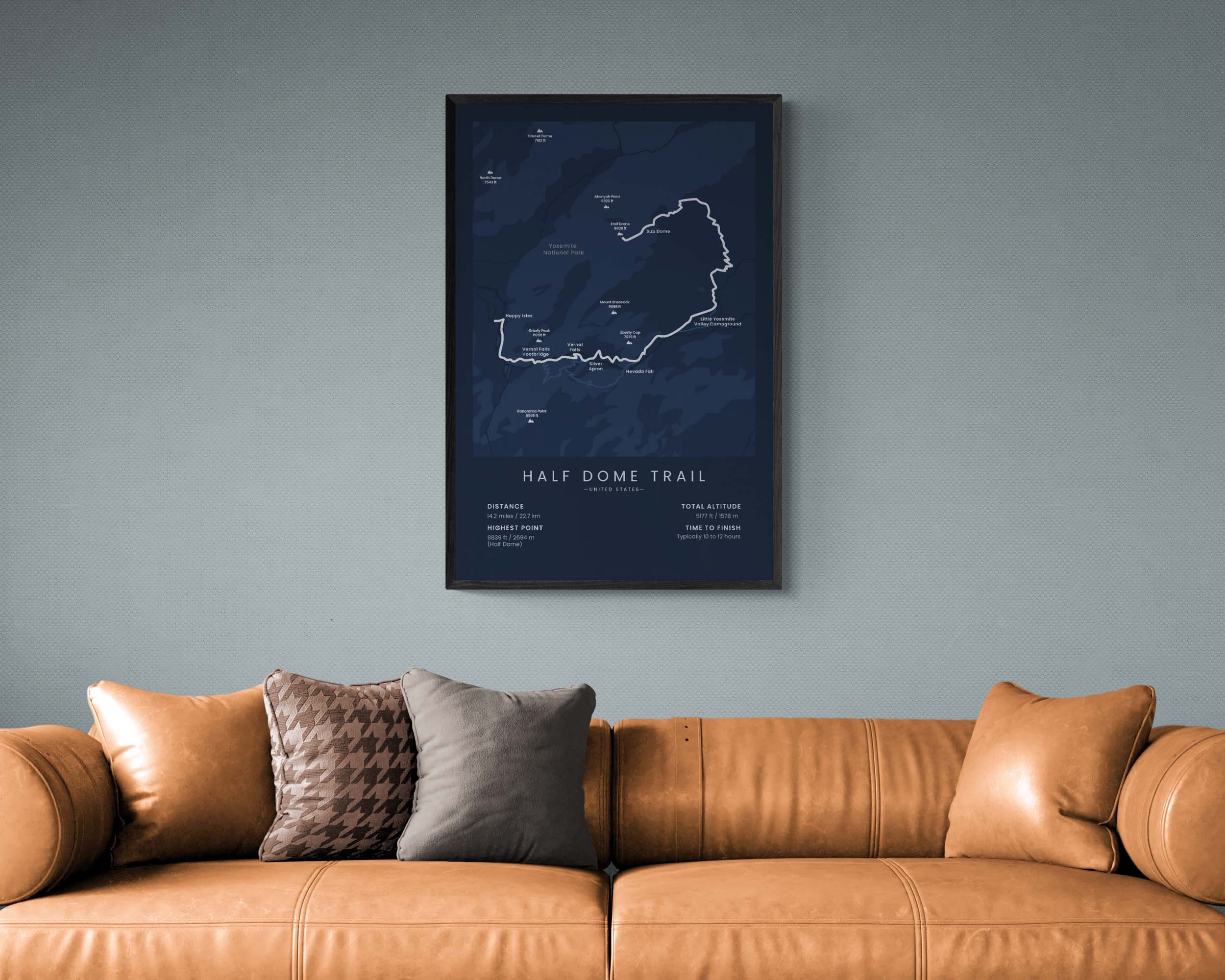 Half Dome Trail Print Yosemite National Park Hiking Trail - Etsy