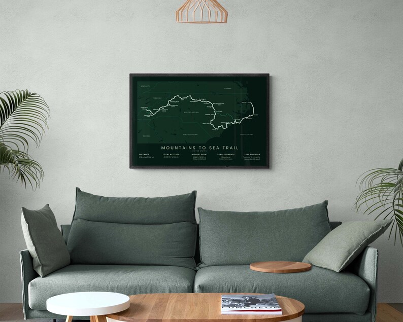 Mountains to Sea Trail Print MST Hiking Map North Carolina - Etsy