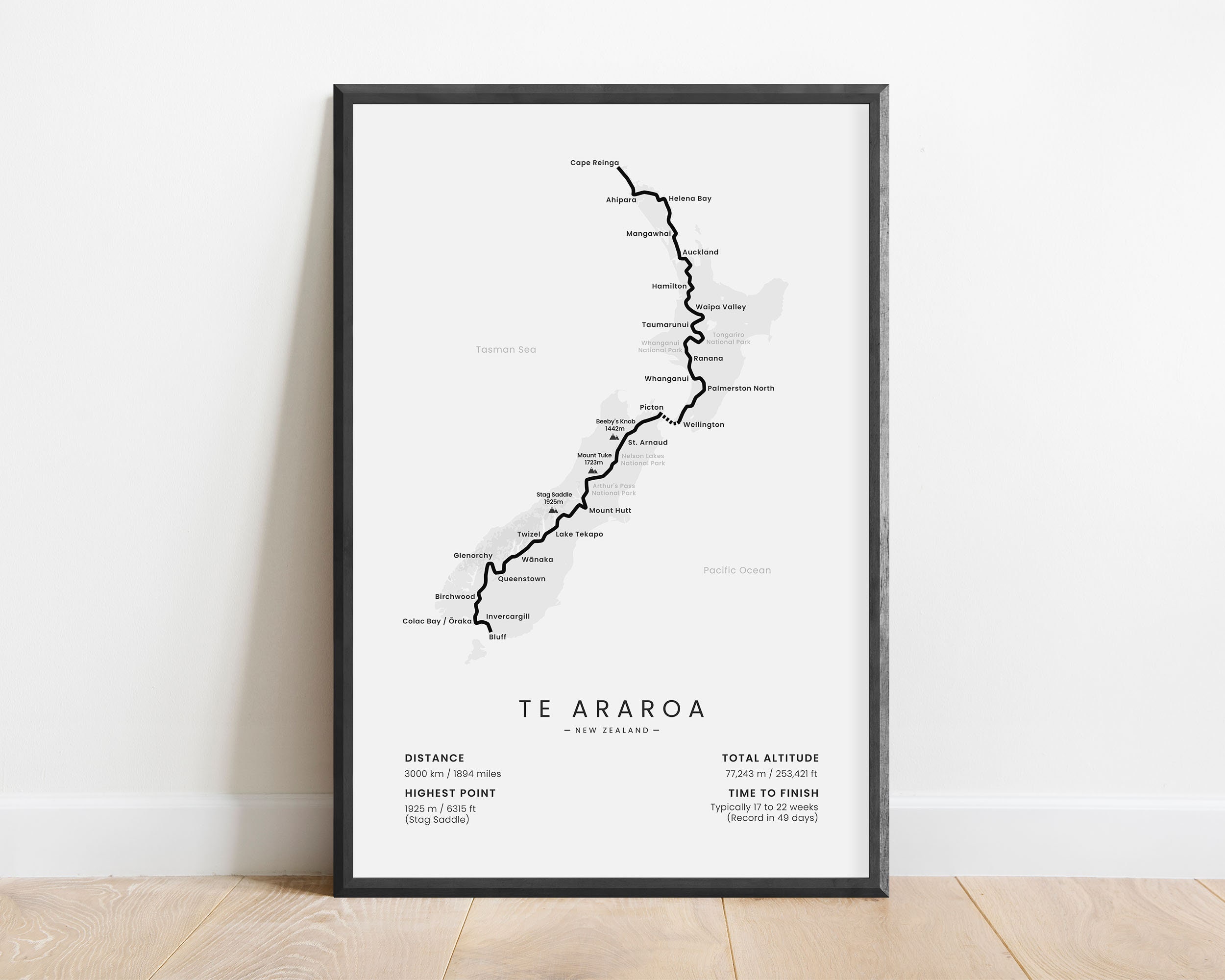 Te Araroa Trail Print the Long Pathway Hike Map New - Etsy