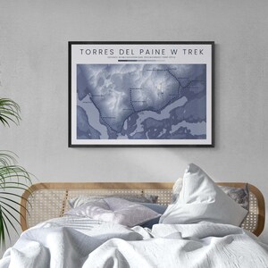 Torres Del Paine W Trek Topographic Map Poster | Patagonia W Trek ...