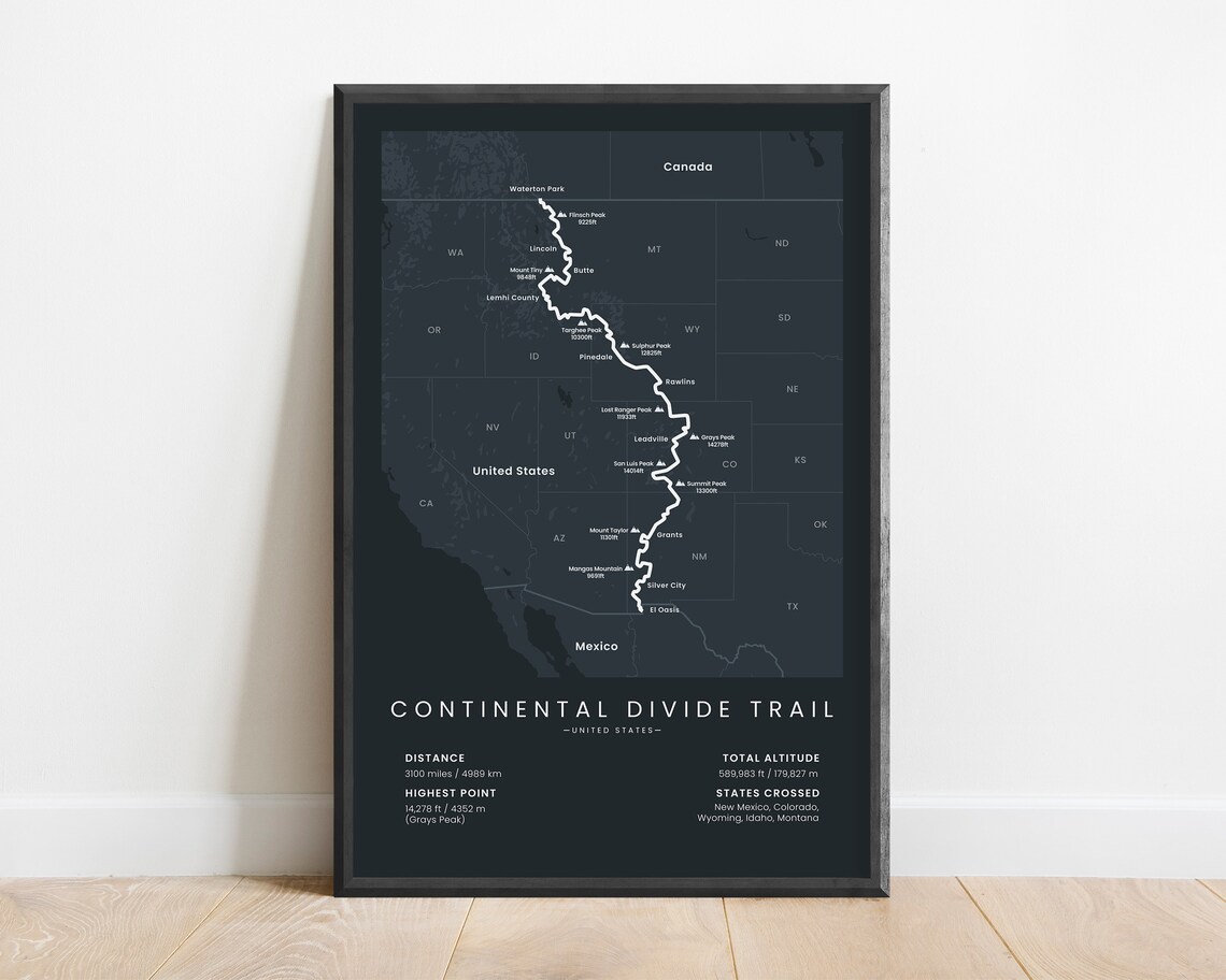 Continental Divide Trail Print CDT Thru Hike Map USA - Etsy