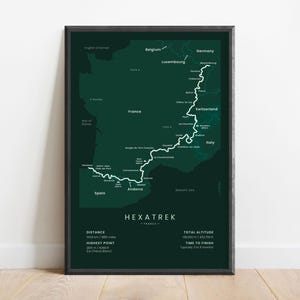 Hexatrek Map Print | the Great French Trail Poster | France Thru Hike ...