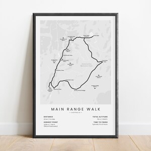 Main Range Walk Map Poster | Mount Kosciuszko Summit Loop Print | Snowy ...