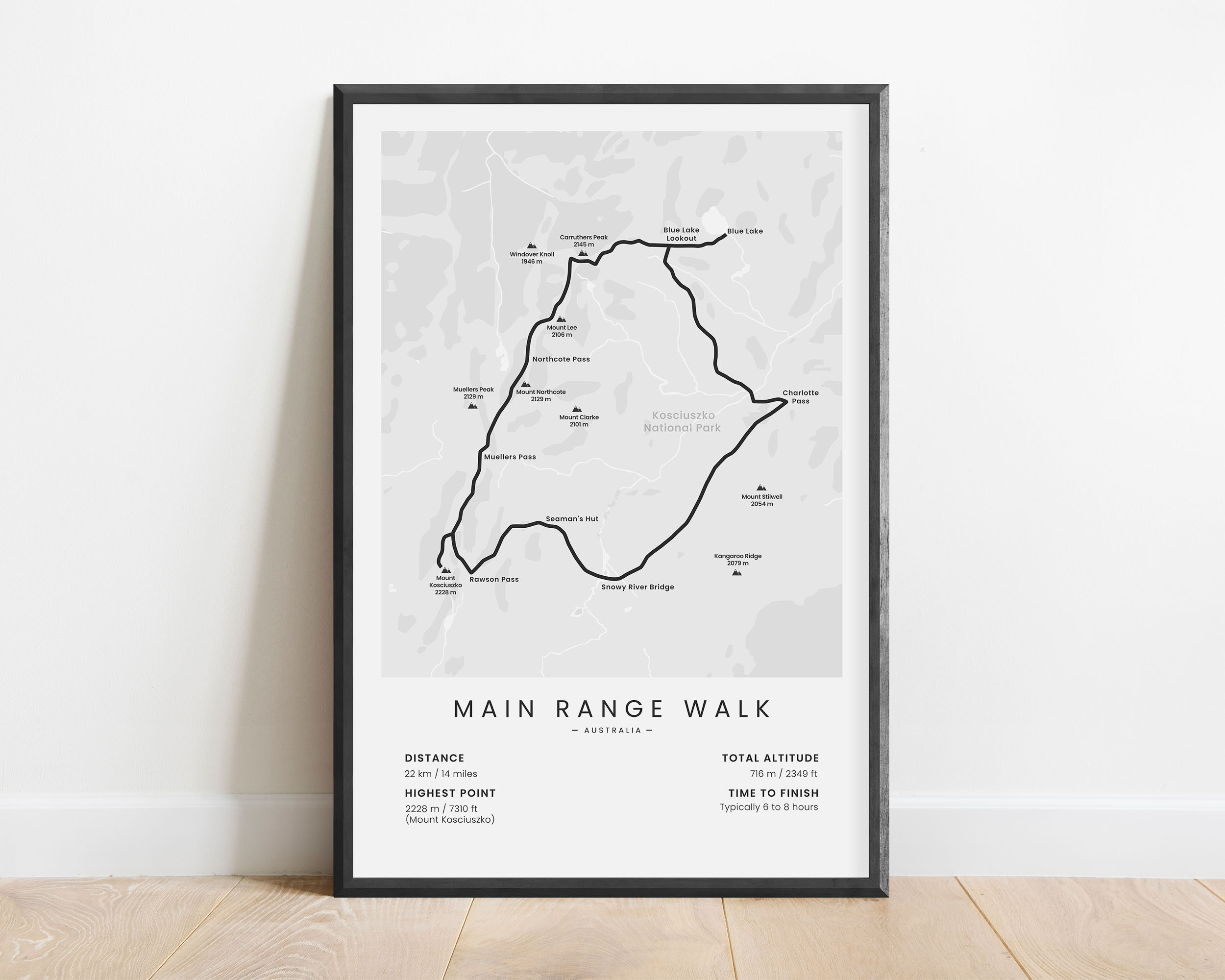 Main Range Walk Map Poster Mount Kosciuszko Summit Loop - Etsy