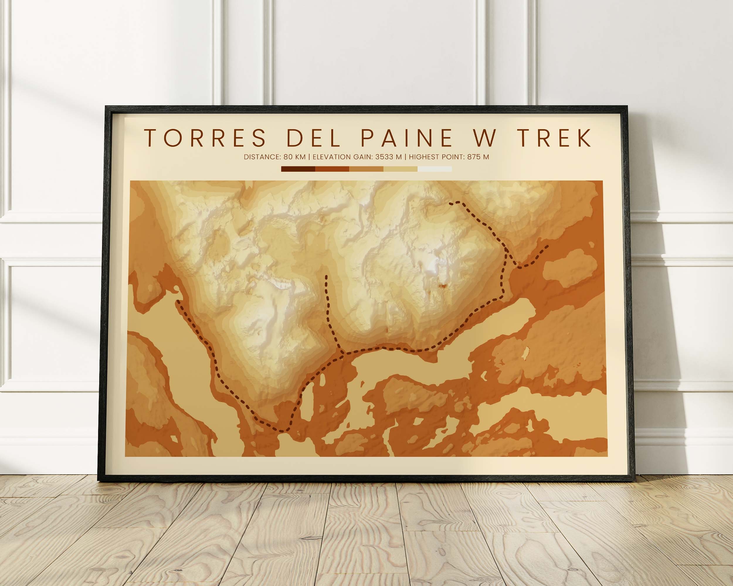 Torres Del Paine W Trek Topographic Map Poster Patagonia W Trek ...