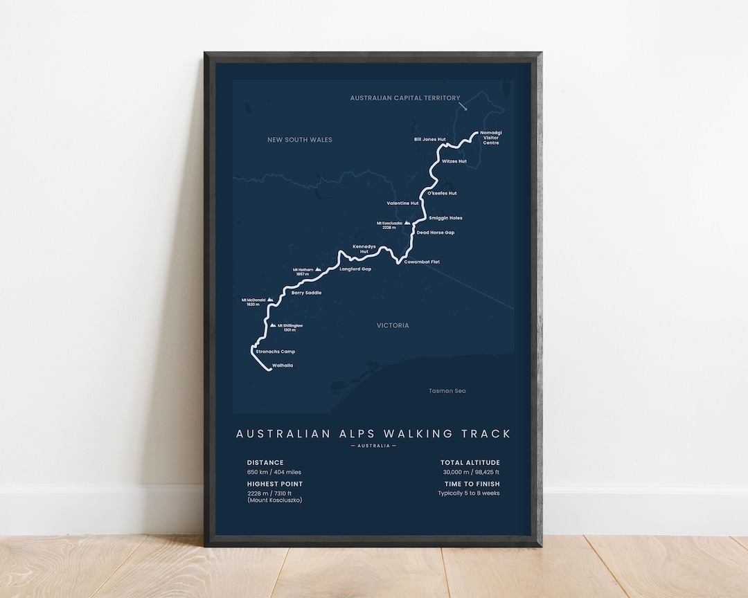Australian Alps Walking Track Print | Australian Alps Map | AAWT Hiking ...