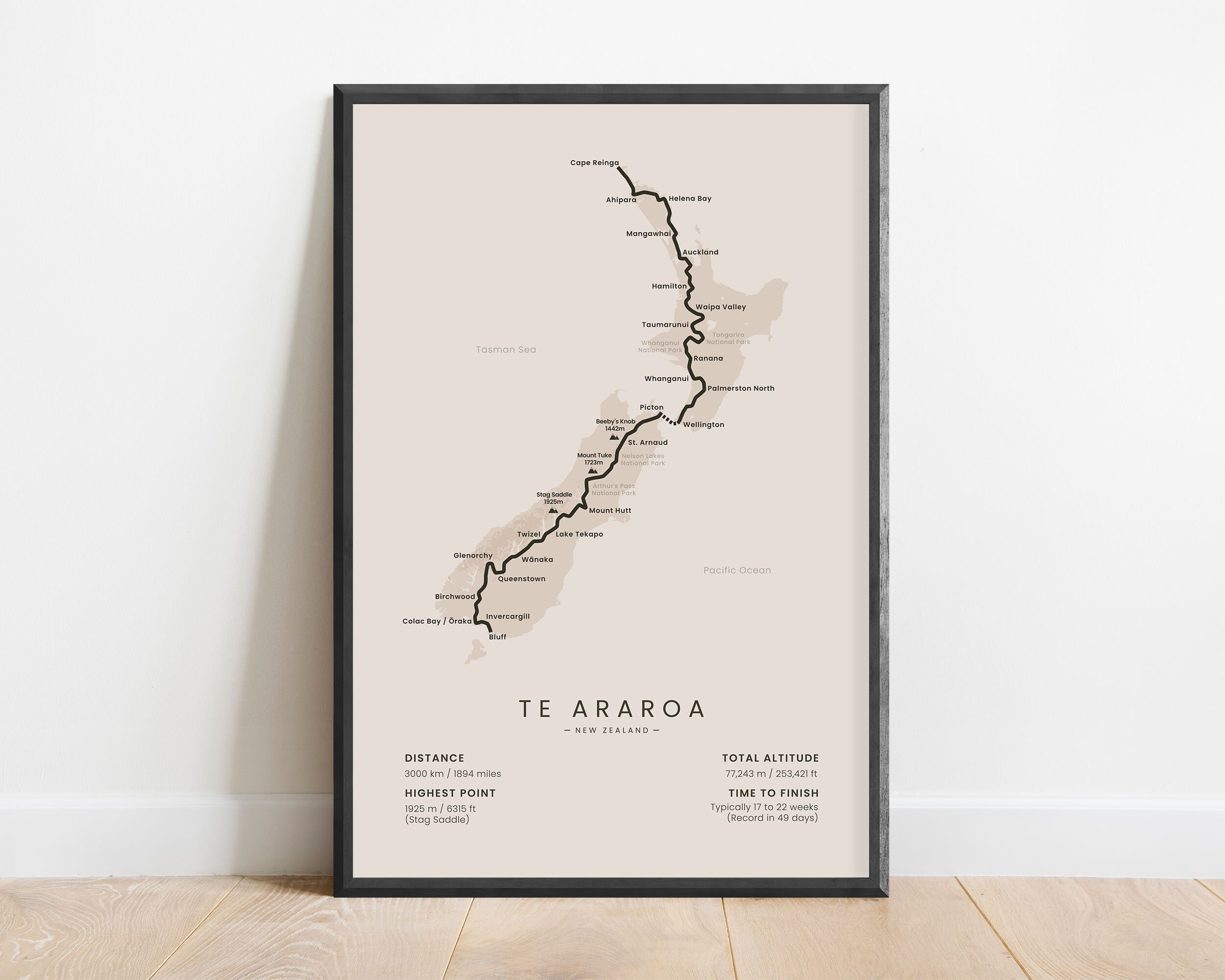 Te Araroa Trail Print the Long Pathway Hike Map New - Etsy