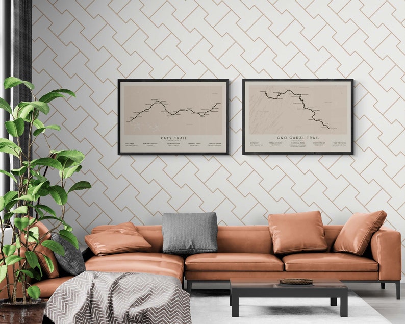Katy Trail Map Print | MKT Rail Trail Poster | Clinton to Machens ...