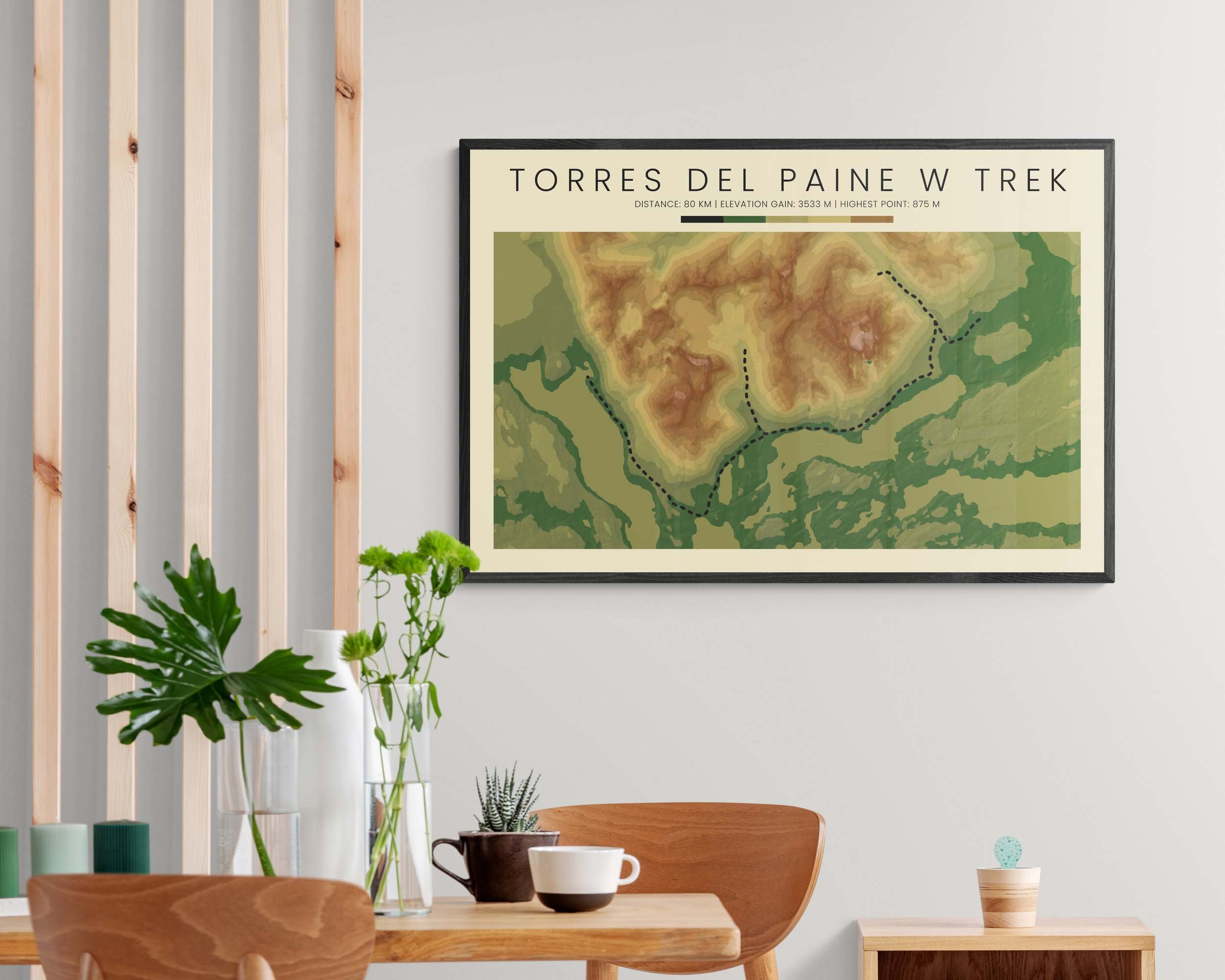 Torres Del Paine W Trek Topographic Map Poster Patagonia W Trek ...