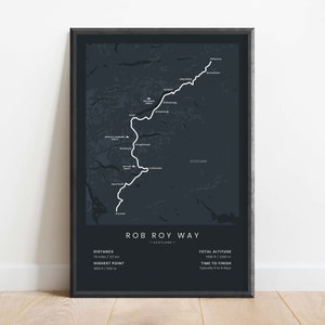 Rob Roy Way Map Print | Scotland Hiking Trail Poster | Drymen to ...