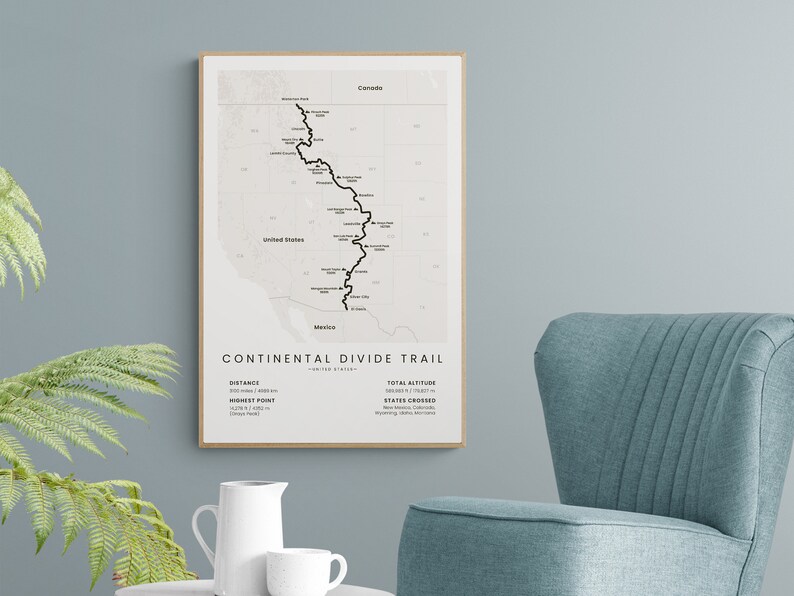 Continental Divide Trail Print CDT Thru Hike Map USA | Etsy