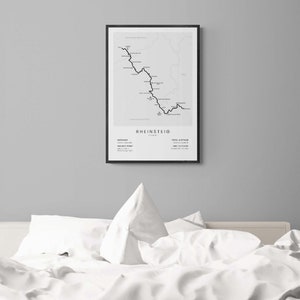 Rheinsteig Trail Print | Rheinsteig Trek Map | Germany Thru Hike Poster ...