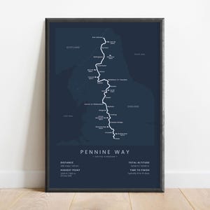 Pennine Way Print | Pennine Way Walking Trail Map Poster | England Long ...