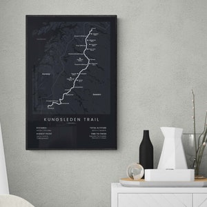 Kungsleden Trail Print | the King's Trail Thru Hike Map | Sweden Long ...
