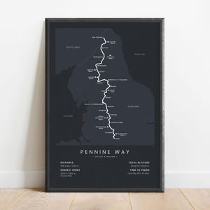 Pennine Way Print | Pennine Way Walking Trail Map Poster | England Long ...