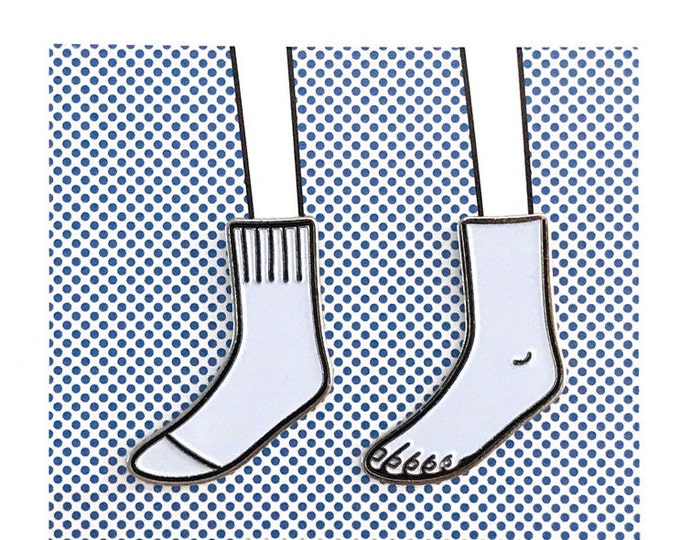 Sock and Foot Pin Set Soft White and Black Enamel Designed - Etsy