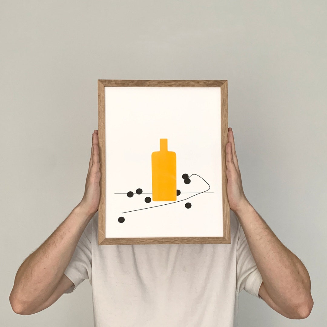 Deconstructed Flower Risograph Art Print 11x14 – Minimal Orange Vase ...