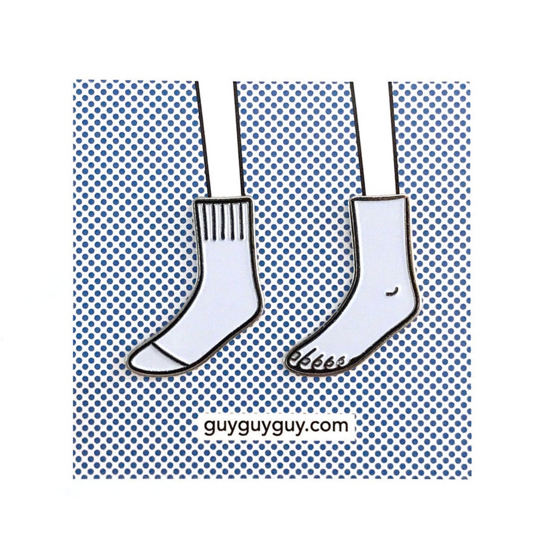 Sock and Foot Pin Set – Soft White and Black Enamel Designed Artist ...