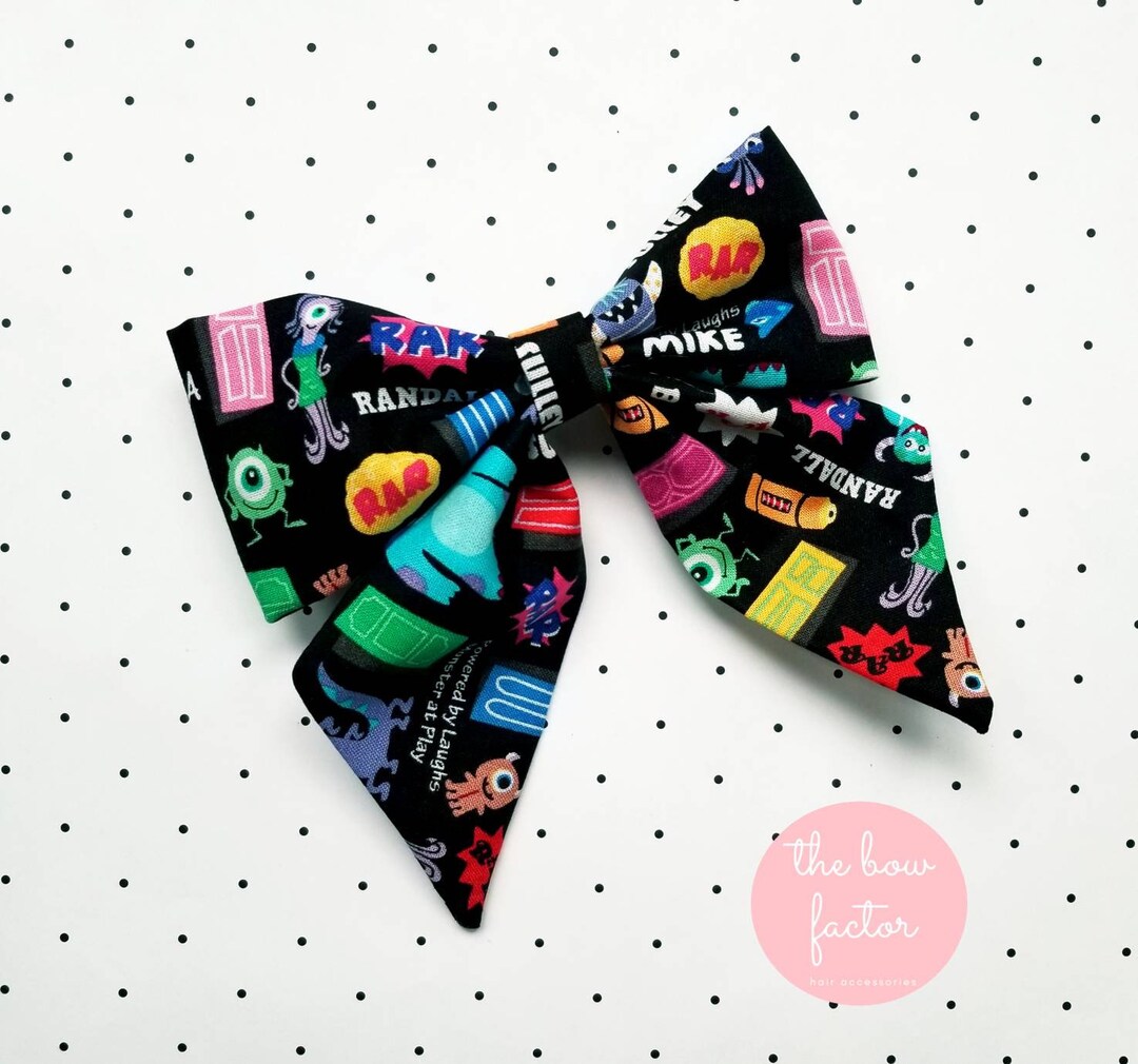 Monsters Hair Bow, Boutique Bow, Fabric Hair Bows, Party Bow, Girl ...