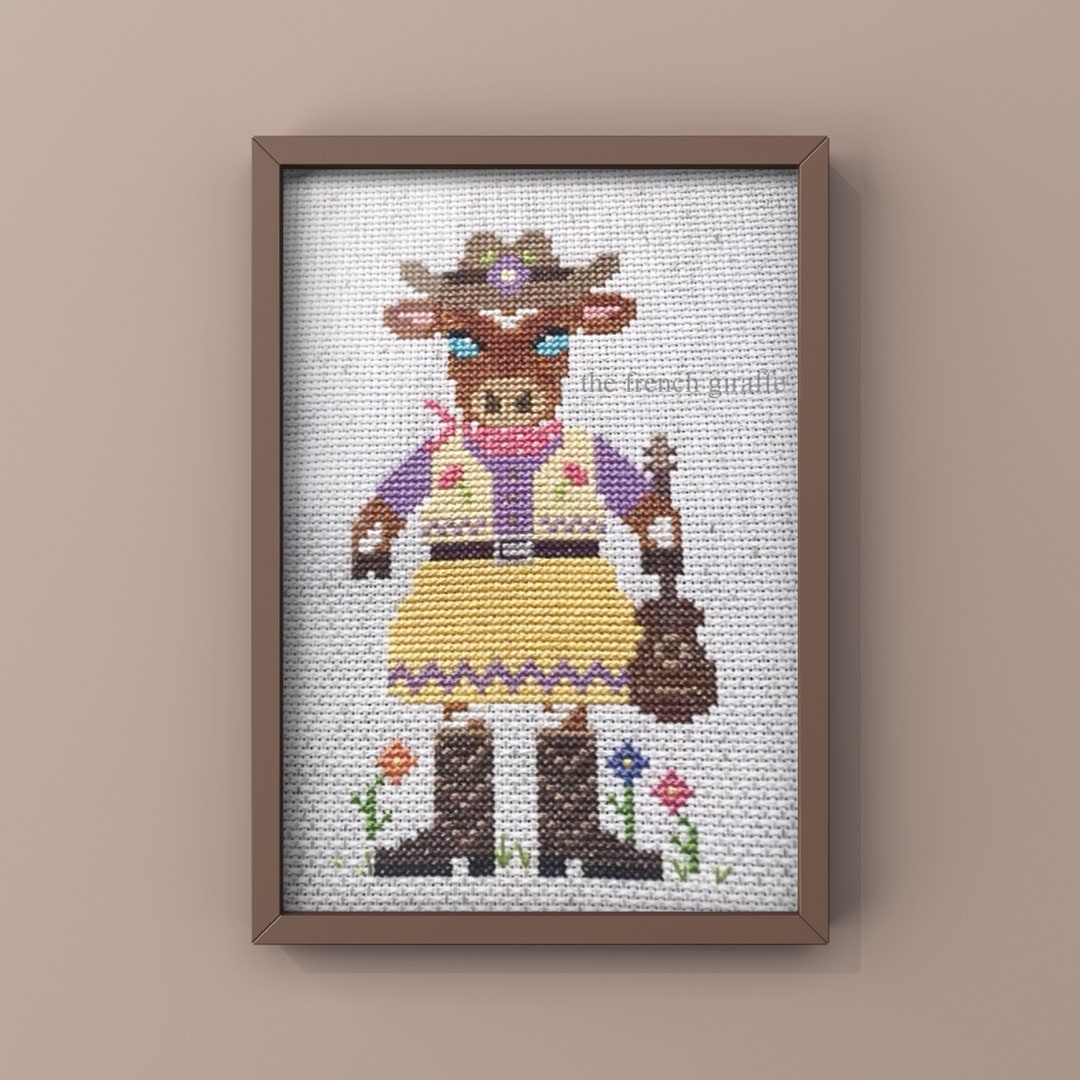 Caroline Cowgirl Cow Farm Animal Crossstitch Pattern Instant Download ...