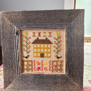 4x4 Autumn Leaves Quilt Saltbox Prim House Crossstitch Pattern Instant ...