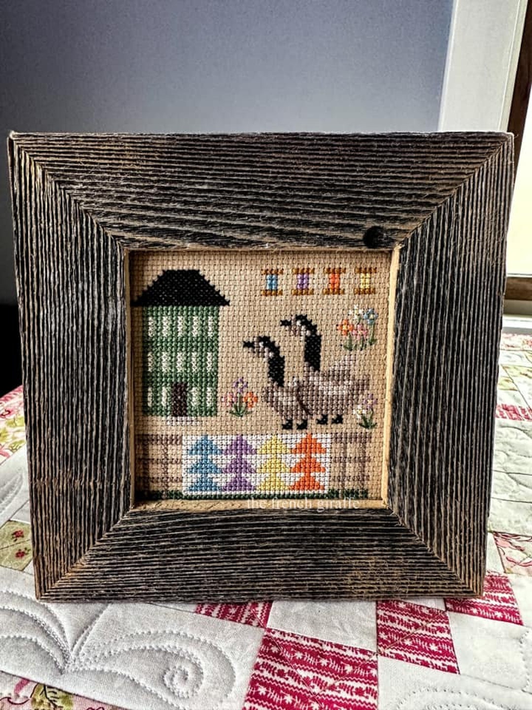 4x4 Flying Geese Quilt Saltbox Prim House Crossstitch Pattern Instant ...