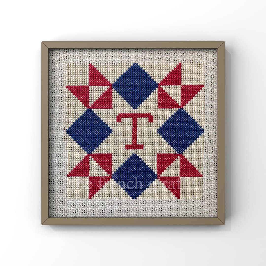 Monogram Barn Quilt Cross Stitch Pattern: Personalized Initial (PDF ...