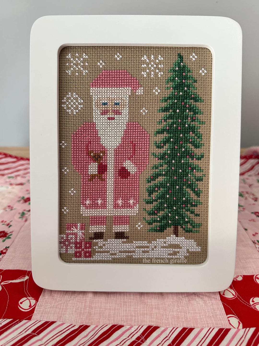 Pink Santa Claus Cross Stitch Pattern Instant Download PDF Crossstitch ...