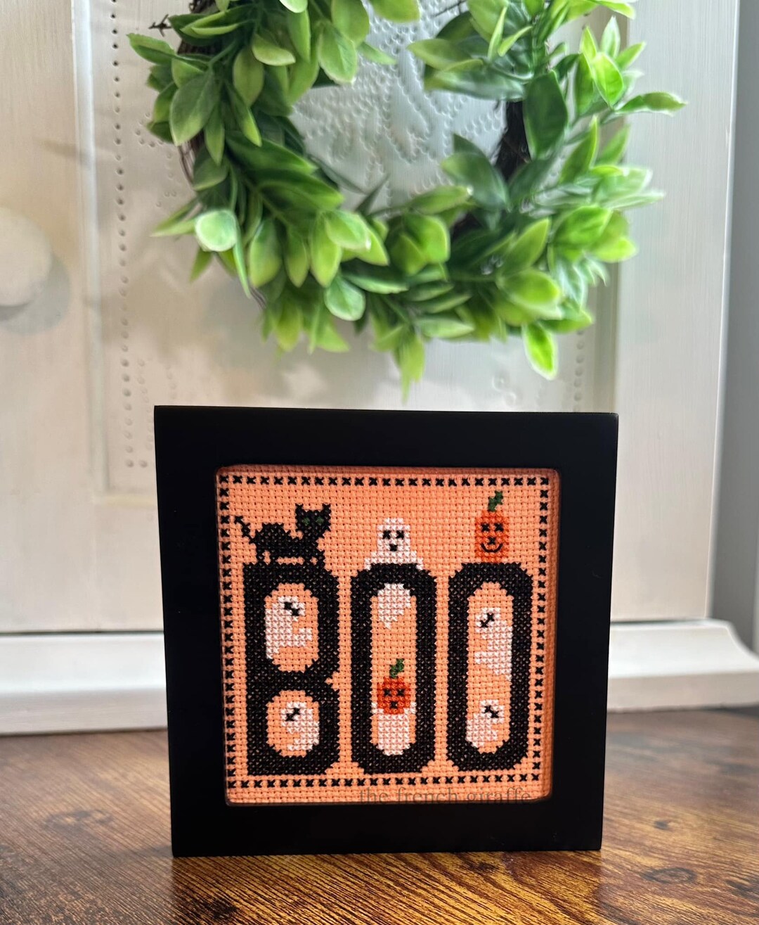Boo Ghost Pumpkin Cat Cross Stitch Pattern: Halloween Blackwork (PDF ...